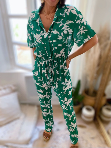 Combinaison verte à fleurs - ANDRÉE | Lucilla