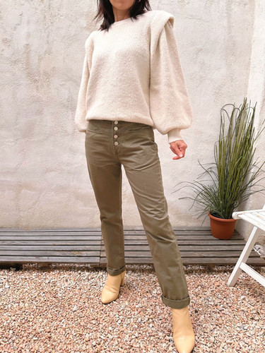 Jean kaki taille haute femme - ARISTIDE | Lucilla