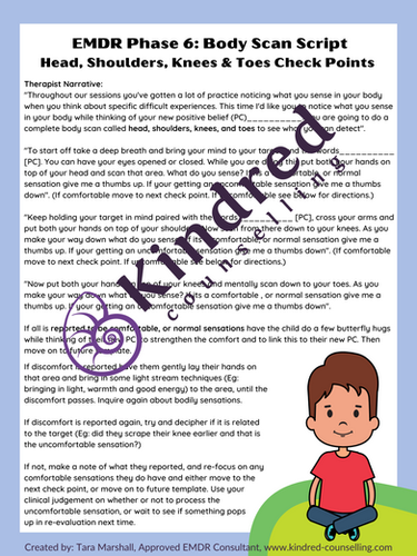 EMDR Phase 6: Body Scan - Script / Head, Shoulders, Knees and Toes (1pg ...