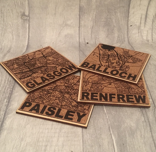 Personalised Map Coasters - Custom Wood and Cork Coasters for Men ...