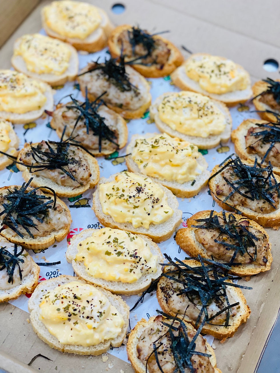 [Bundle] 35x Pieces of Egg & Baked Tuna Canape with shredded seaweed ...