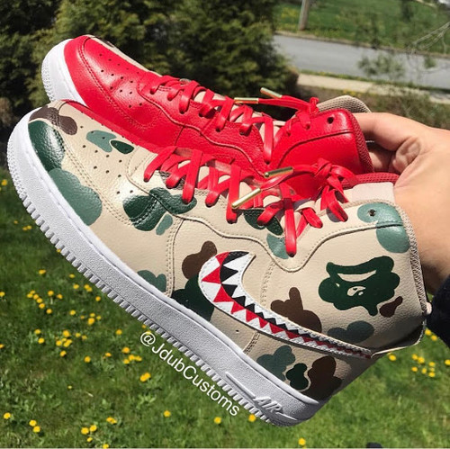 Split Red and Bape AF1 | JdubCustoms