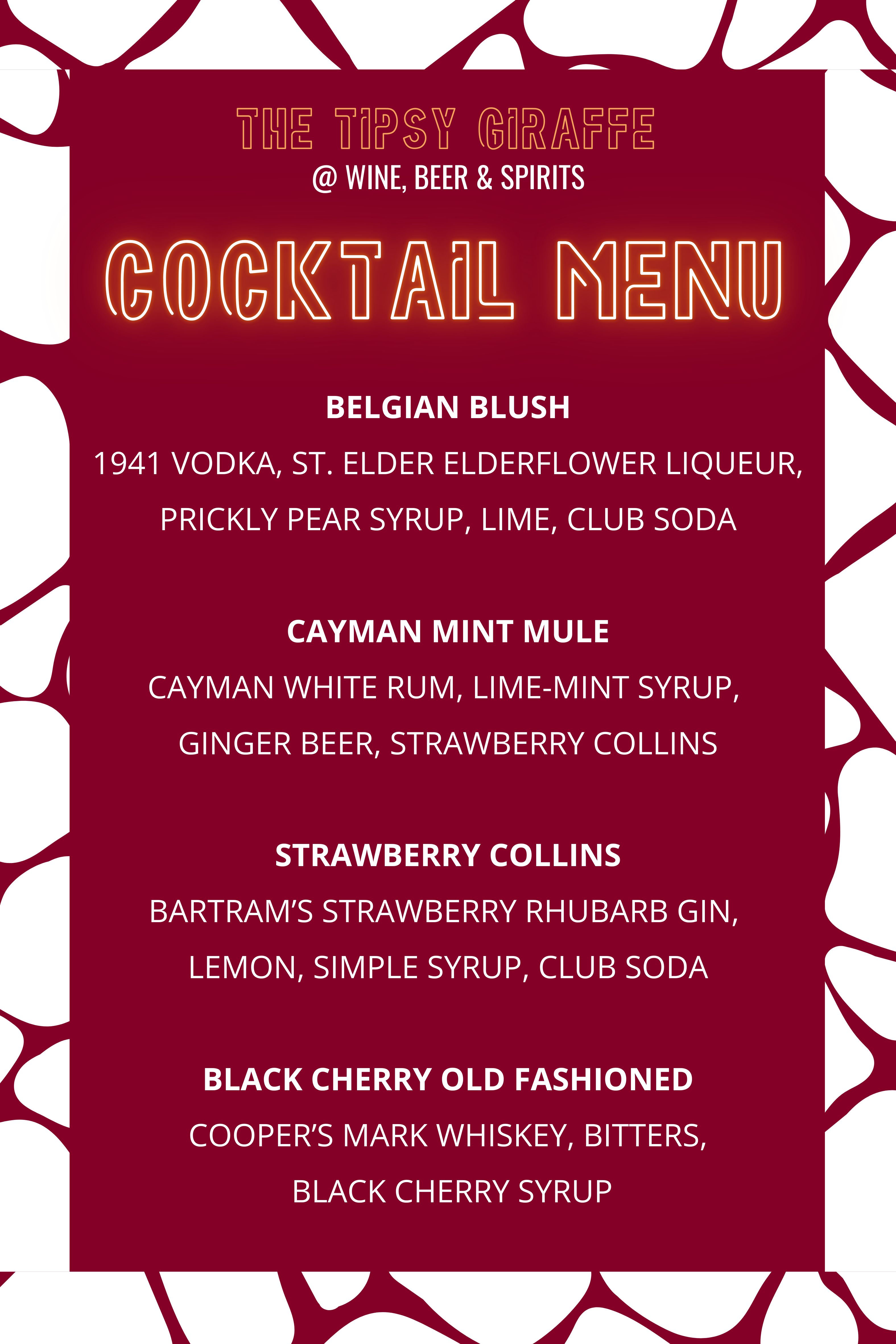 Wine, Beer, and Spirits West Omaha Bar Menus