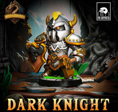 28mm Dark Knight Chibi Miniature | 3D KINGDOMS