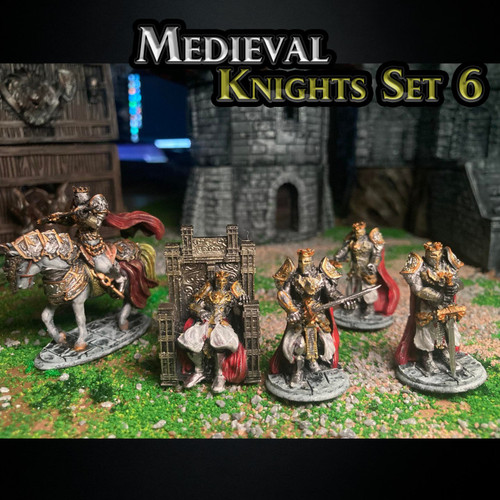 Medieval Knights King Crusader Set 6. 28mm scale | 3D KINGDOMS
