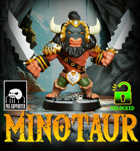 28mm Minotaur Chibi Miniature | 3D KINGDOMS