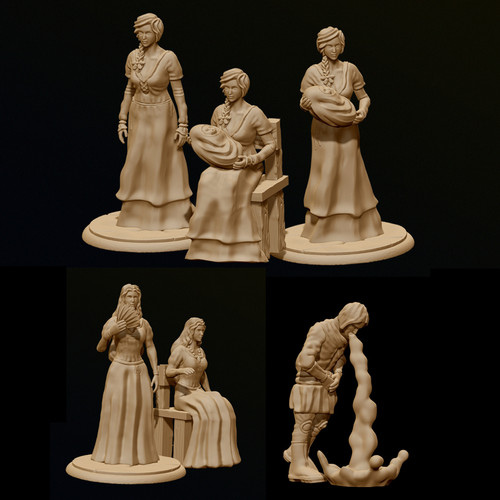 Medieval Citizens Noblewoman and Mothers. Set 4. 28mm scale | 3D KINGDOMS