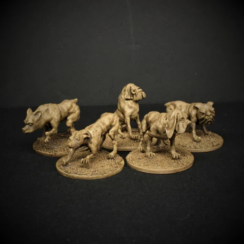 Knucklebones Miniatures Hounds - X5 Unarmoured 28mm | 3D KINGDOMS