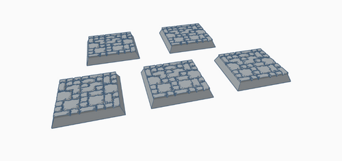 Cobblestone Square Bases 25mm x10 | 3D KINGDOMS