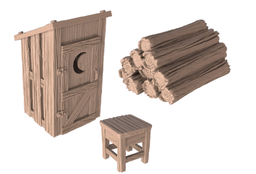 SRS Studios Wooden Outhouse set 28mm | 3D KINGDOMS