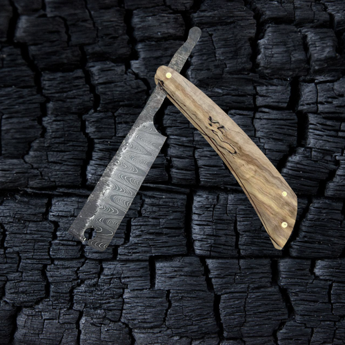 Damascus Straight Razor in Maple | Iron Grove Tool Co
