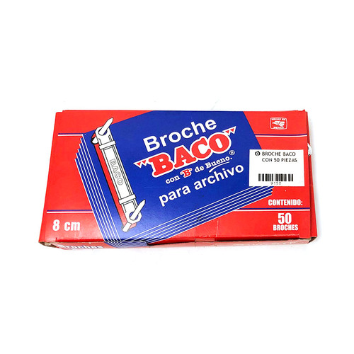 Broche Baco para archivo (8cm) con 50 piezas | Educatodo Colima