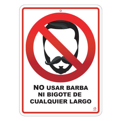 Señal prohibido el uso de barba bigote | Educatodo Colima