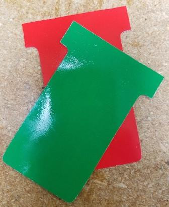 2 sided #2 SIZE PLASTIC T-CARDS RED-GREEN, 10 PACK | T Card Supplies
