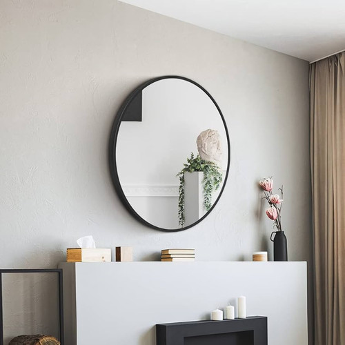 40" Round Mirror Black | New Jamil Ltd