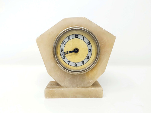 Alabaster Octagonal Clock | Anna's Art Deco