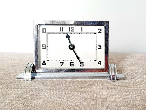 Chrome Battery Desk Clock | Anna's Art Deco