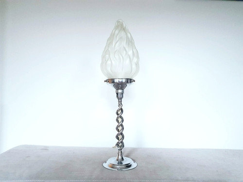Large Frosted Glass Torch Lamp | Anna's Art Deco