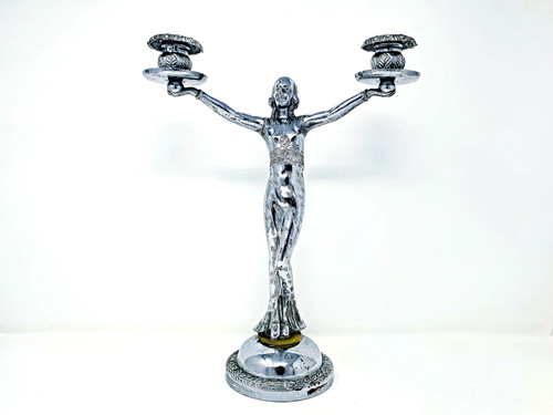 Lorenzl Chrome Lady Candelabra | Anna's Art Deco