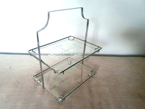 Chrome Two Tier Cake Stand | Anna's Art Deco