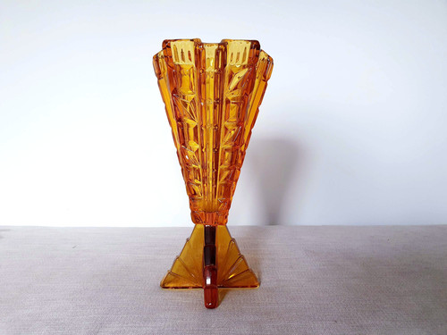 Large Amber Glass Vase | Anna's Art Deco