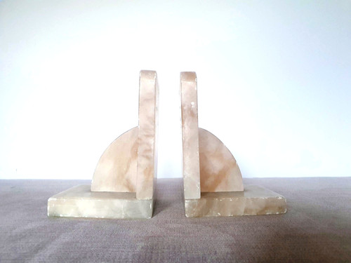 Cream Marble Bookends | Anna's Art Deco