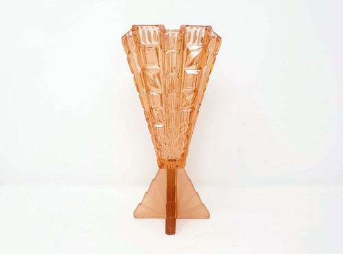 Libochovice Peach Glass Vase | Anna's Art Deco