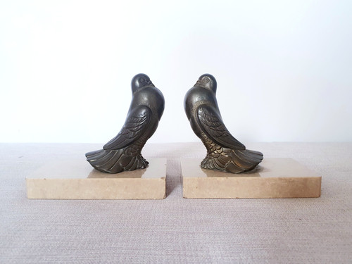 Spelter Dove Bookends | Anna's Art Deco