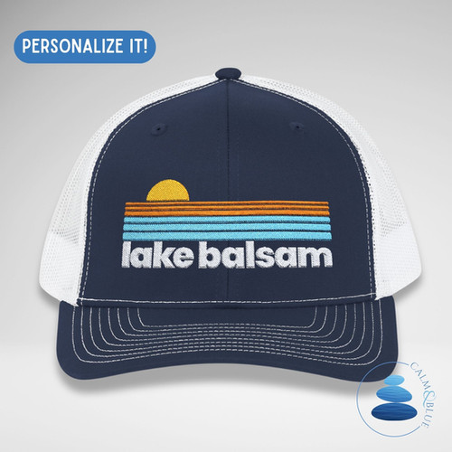 Custom Lake Baseball Hat | Embroidered Sunset | CalmandBlue