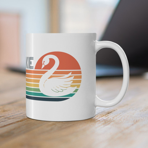 Swan Lake Sunset Stripe Mug | CalmandBlue