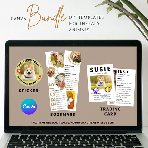 Therapy Dog Trading Card Template Bundle | CalmandBlue