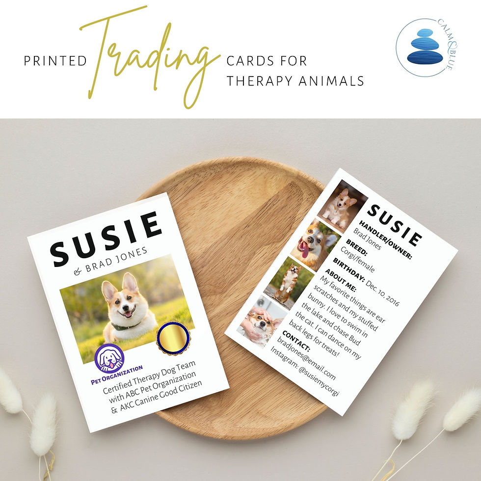 Printed Therapy Dog Trading Cards | CalmandBlue