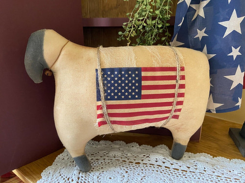 Handcrafted Patriotic Sheep | N.E. Country Barn