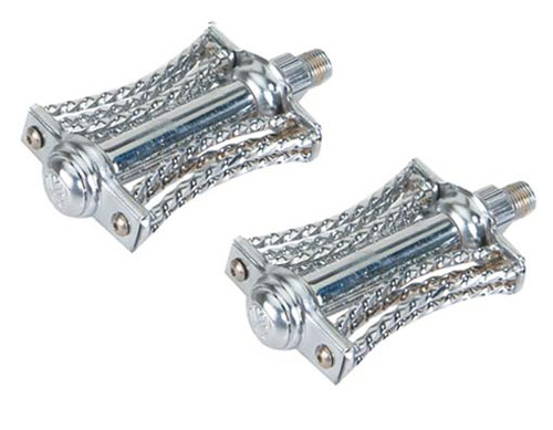 DOUBLE SQUARE TWISTED BUTTERFLY PEDALS 1/2 CHROME | LowriderCustomsCycle