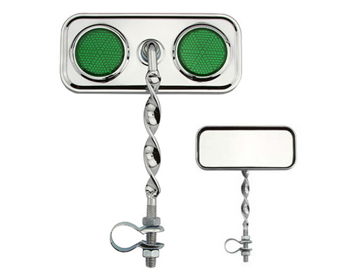 RECTANGLE FLAT TWISTED MIRROR CHROME GREEN REFLECTORS ...