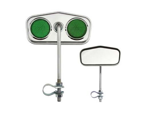 DIAMOND MIRROR CHROME GREEN REFLECTORS | LowriderCustomsCycle