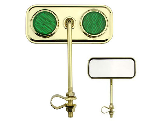 RECTANGLE MIRROR GOLD GREEN REFLECTORS | LowriderCustomsCycle