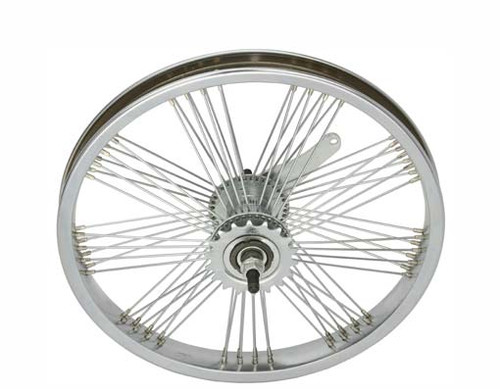 16 FAN STEEL COASTER WHEEL 72 SPOKE 14G UCP 3/8 AXLE SINGLE WALL CHROME ...