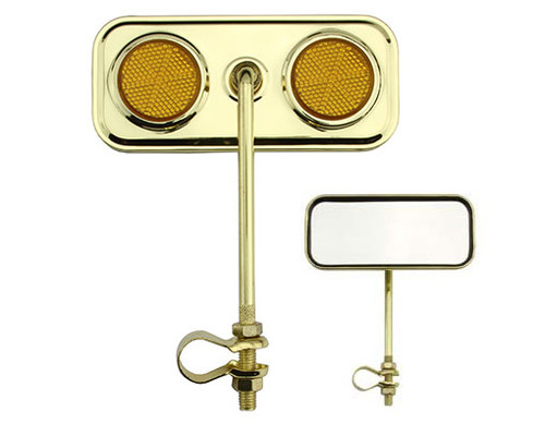 RECTANGLE MIRROR GOLD AMBER REFLECTORS | LowriderCustomsCycle