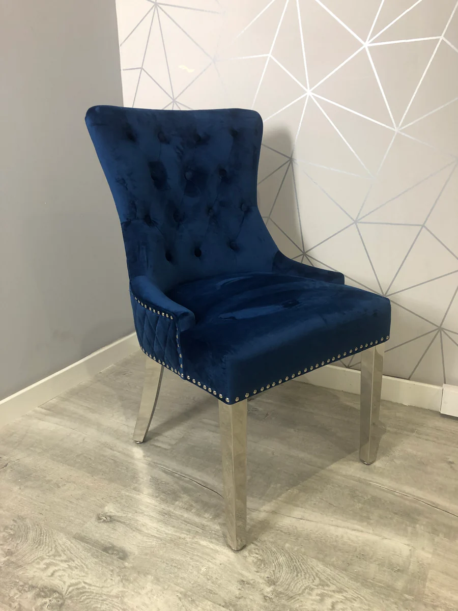 Brooklyn Quilted Back Studded Front Lion Knocker Dining Chair | Luxury ...