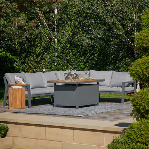 Santorini Anthracite Outdoor Corner Seating Set Inc Firepit Table ...