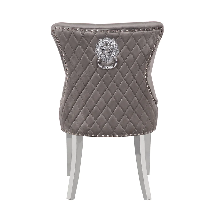 Brooklyn Quilted Back Studded Front Lion Knocker Dining Chair | Luxury ...