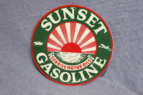 Sunset Gasoline Porcelain Sign | KCsKoolFuel