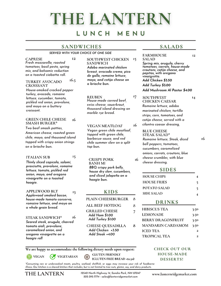 Eatery (Menu) | The Lantern