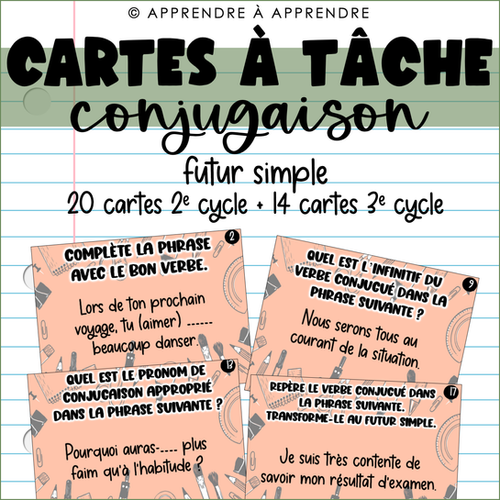 Cartes à tâche - Le futur simple | Apprendre à apprendre