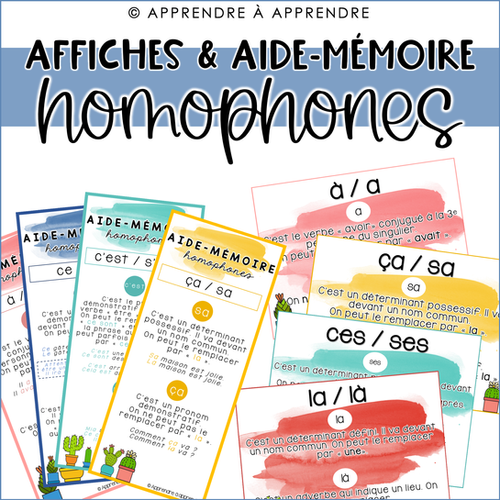 Affiches et aide-mémoire homophones | Apprendre à apprendre