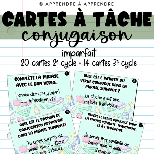 Cartes à tâche - L'imparfait | Apprendre à apprendre