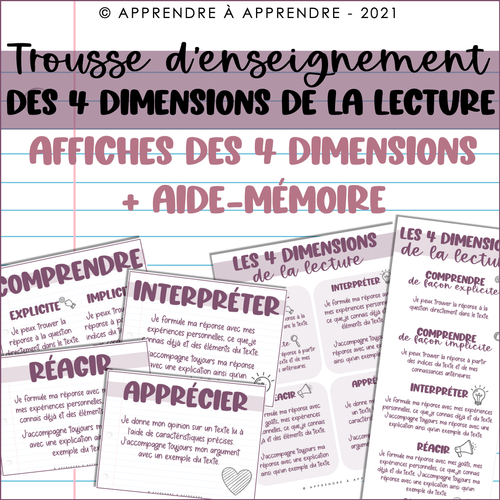 Affichage 4 dimensions de la lecture | Apprendre à apprendre