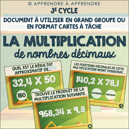 Cartes à tâche - Approximation de la multiplication de nombres décimaux ...