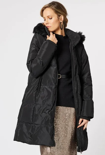 Faye Fur Trim Longline Puffer Jacket | High Country Apparel